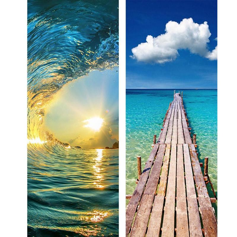 2pcs 3D Wave Pattern Waterproof Self-adhesive Wall Decal Door Sticker ...