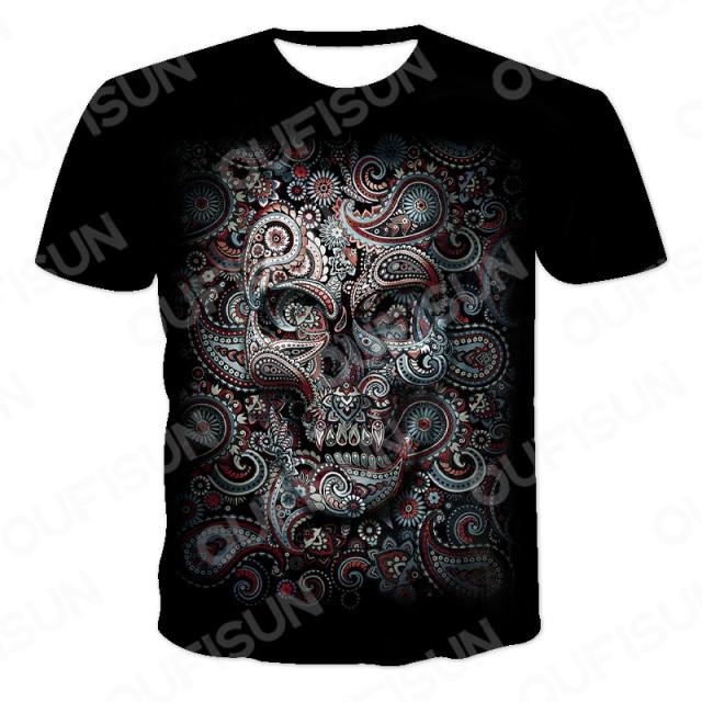 Skeleton Motorcycle Men T Shirt Handsome Male O -Neck Vintage Clothes ...