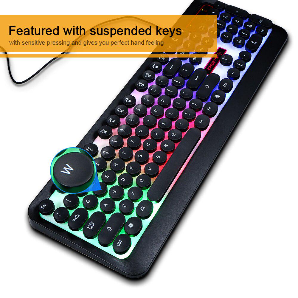 Buy Rainbow LED Backlit Gaming Keyboard Illuminated Keyboard Ergonomic ...
