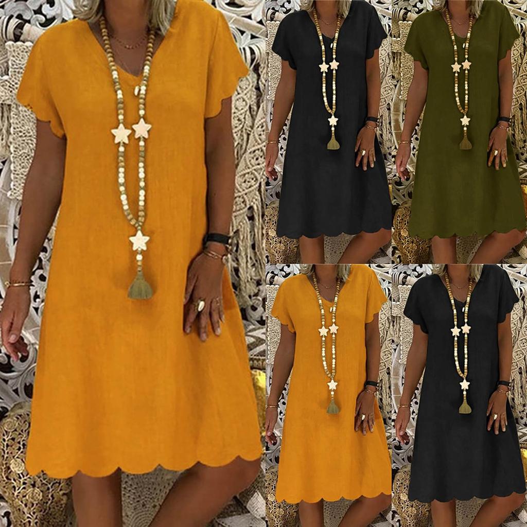 Buy Women Casual Loose Dandelions Dress Fashion Beach Style Solid Mini ...