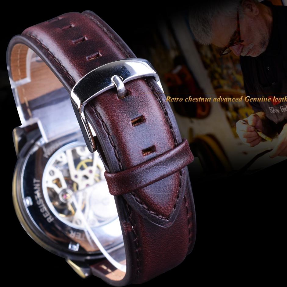 Buy Men's Watches Luxury Retro Openwork Wristwatches Genuine Leather ...