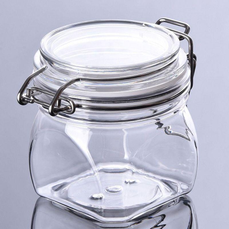 220ML Plastic Square Clip Top Storage Jar With Airtight Preserving ...