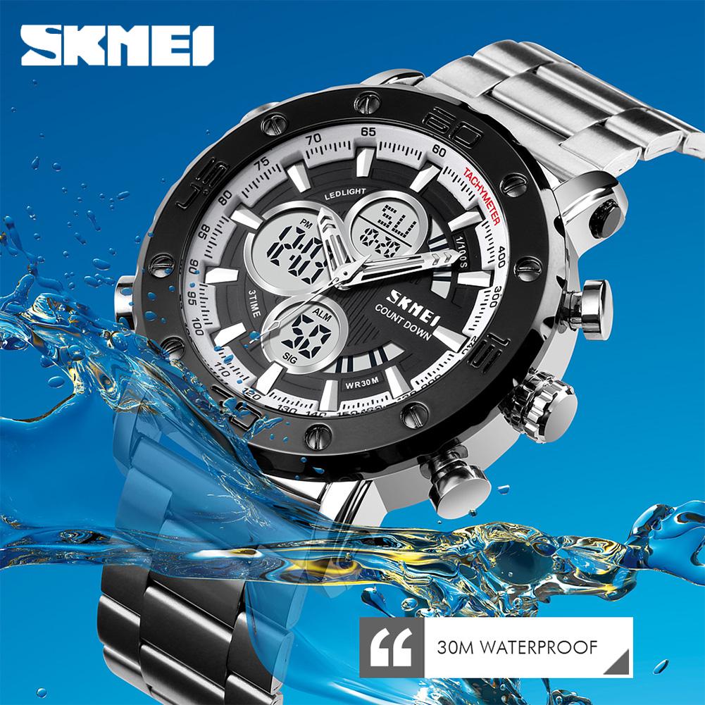 Skmei Watches LED Light 3 Time Quartz Men's Watch Luxury Male Digital ...