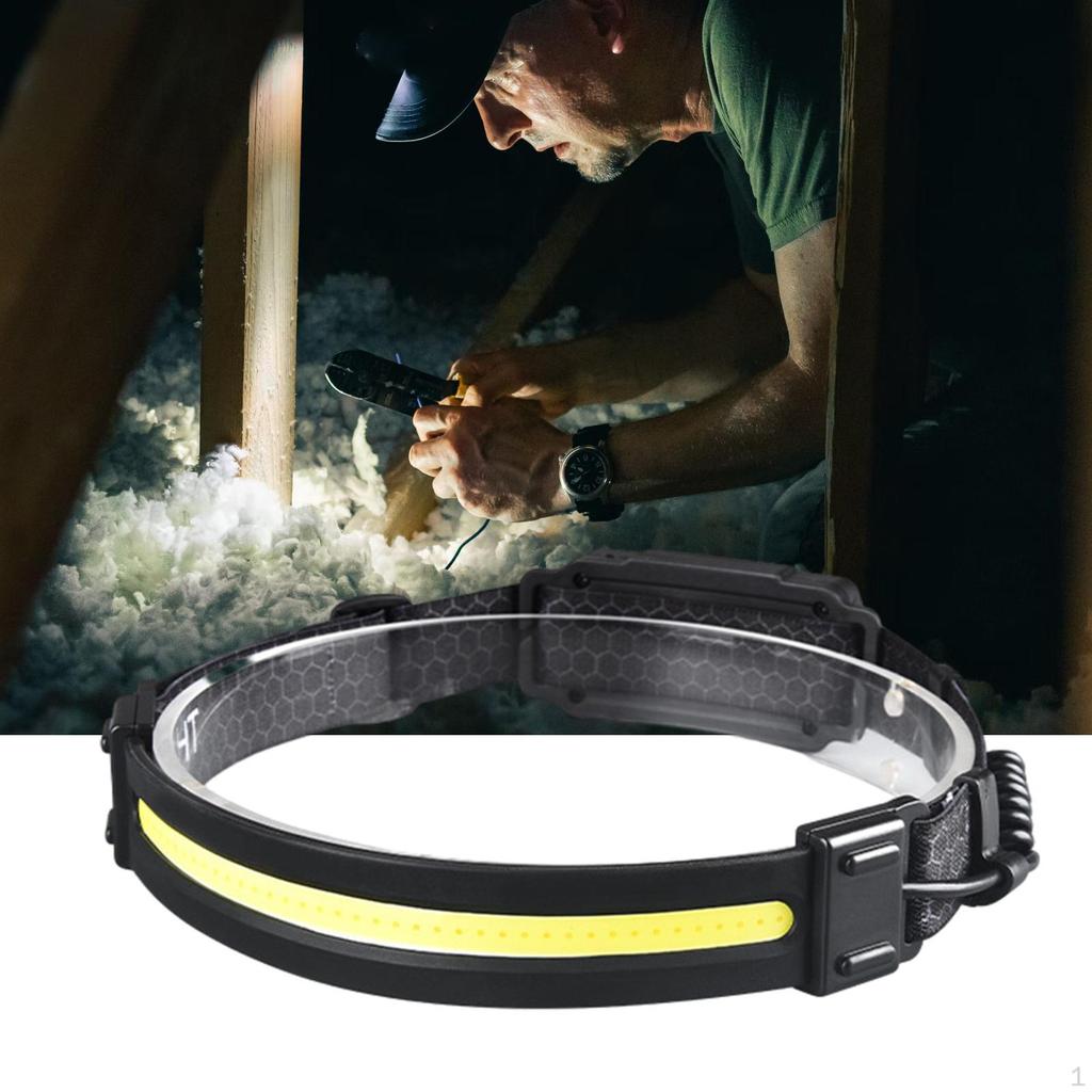 COB Headlamp Work Light Battery Powered with Taillight Head Band for ...