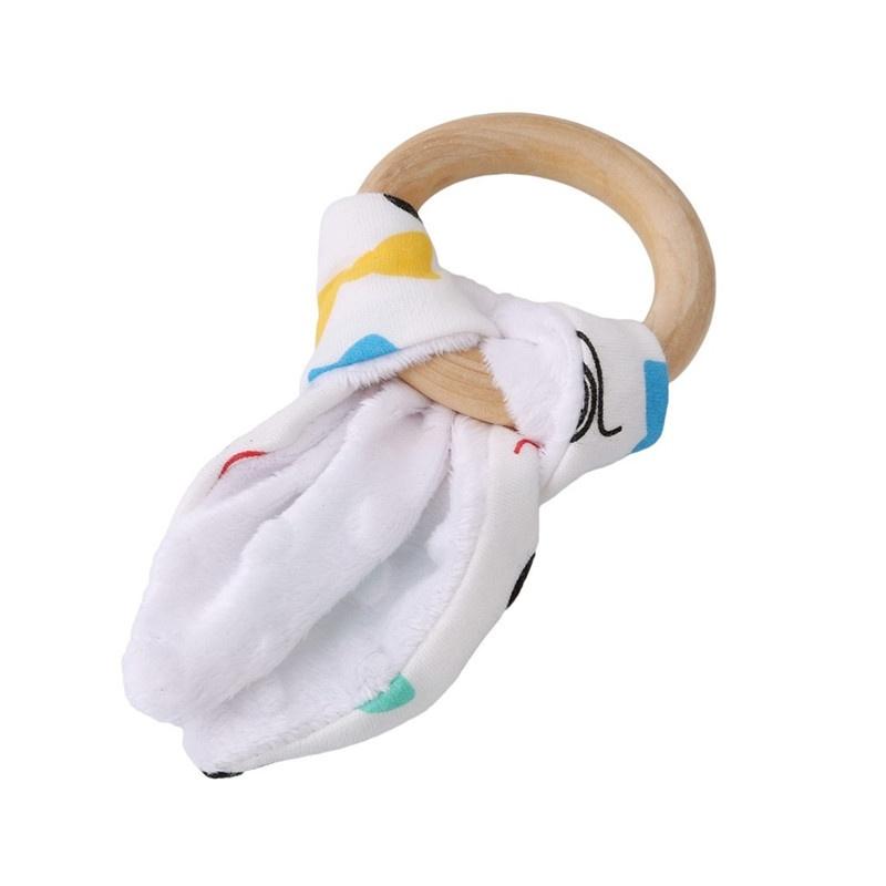 Buy Baby Teething Ring Teether Natural Wood Circle With Fabric Wooden ...