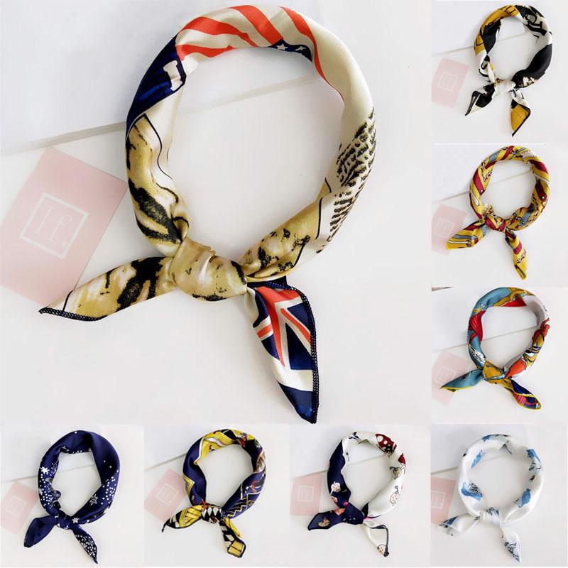 Women Ladies Spring Summer Printed Square Neckerchief Scarf Scarves ...