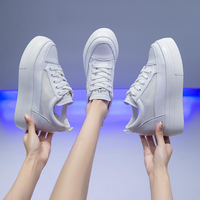 Cheap Women Lace Up Round Toe Pure Color Mesh Shose | Joom