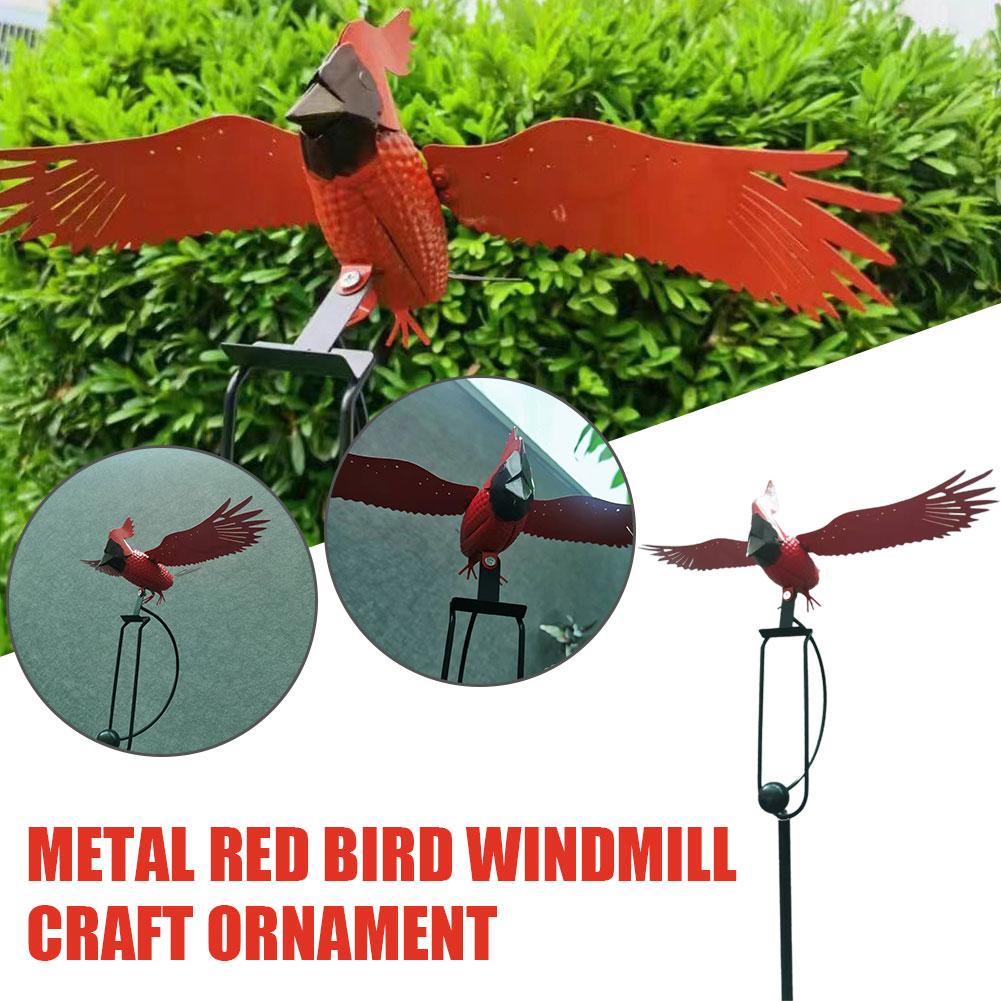 Red Lucky Bird Metal Red Bird Pinwheel Red Bird Statue Decoration ...