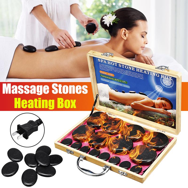 Buy With 16Pcs Stones Bamboo Natural Energy Massage Hot Stone Heater ...