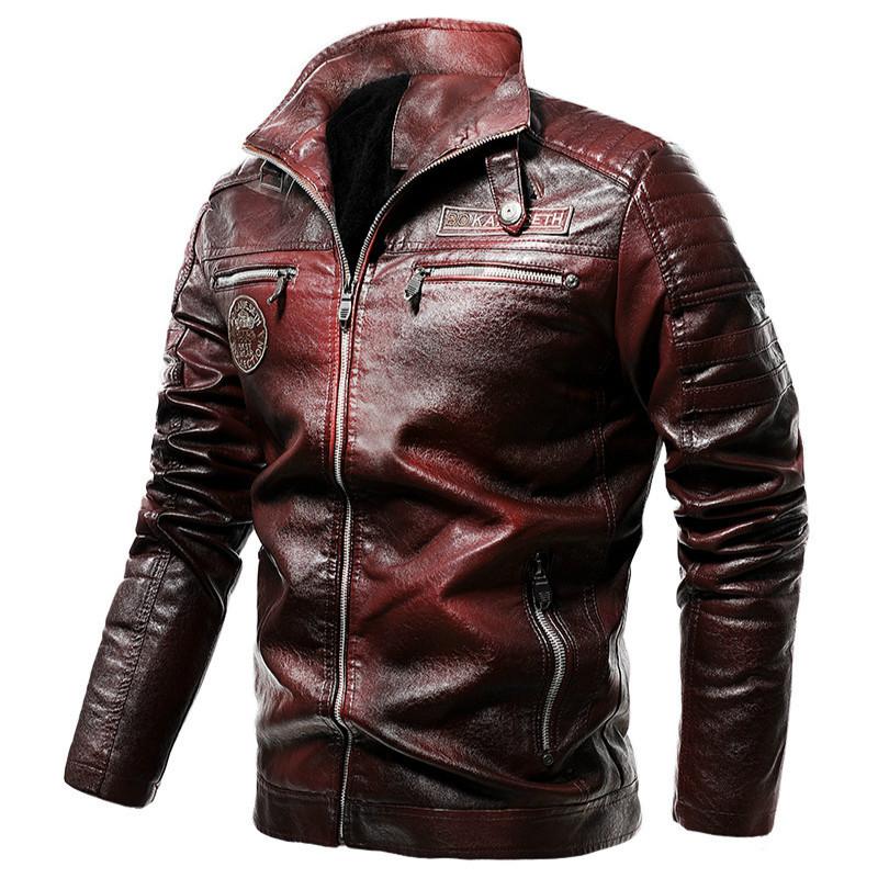 Buy Fashion Men Leather Jacket Business Coat Warm Overcoat Leather ...