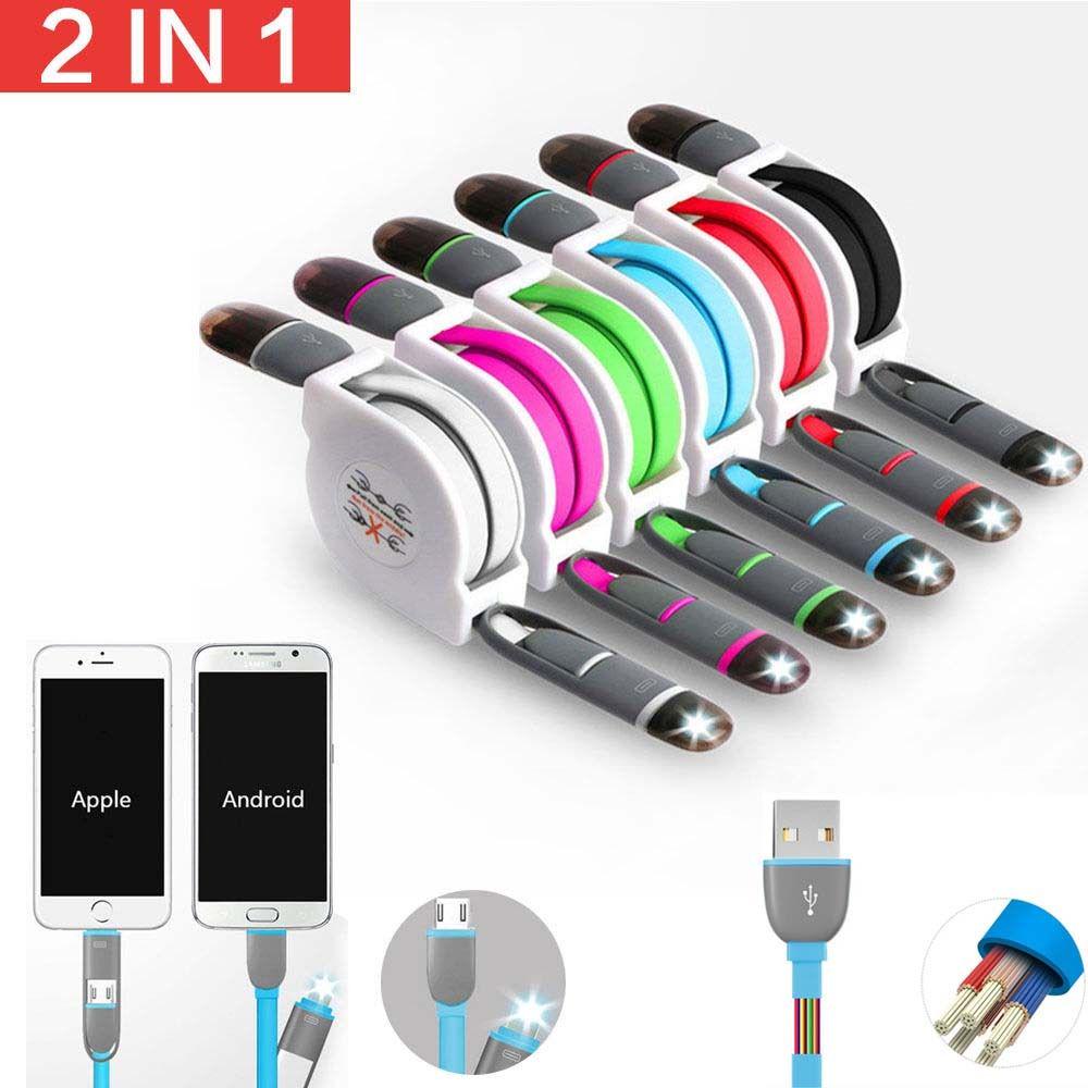 Buy Retractable 2 In 1 Micro USB+Lightning Data Sync Charger Cable SP ...
