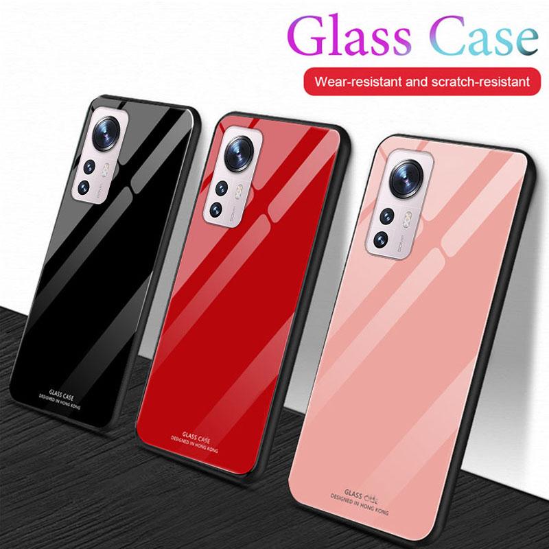 Buy Luxury Solid Color Tempered Glass Phone Case for XIAOMI MI 12 11T ...