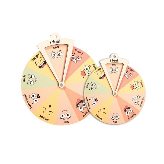 Kids Wooden Feelings Wheel Cartoon Expression Emotion Management ...