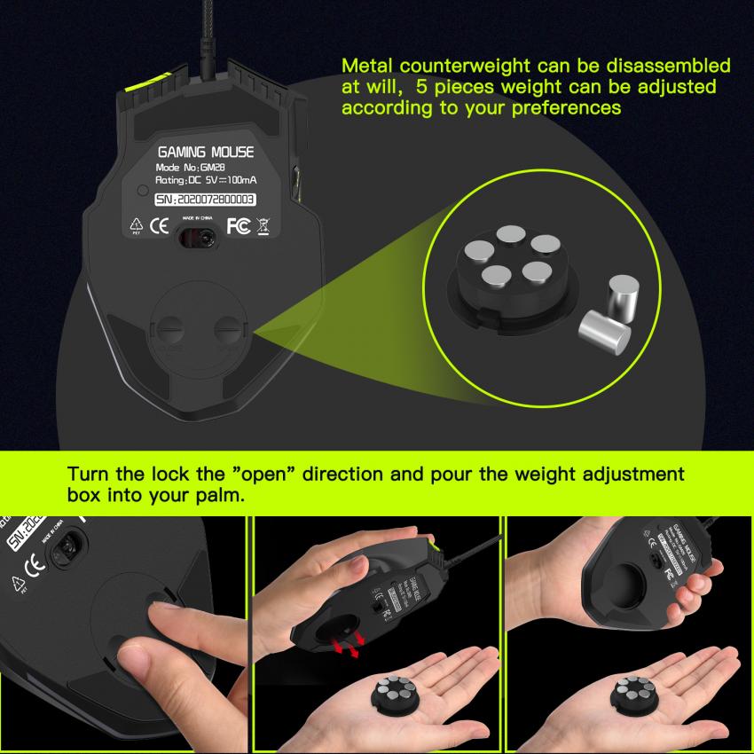 Buy Wired Gaming Mouse 12 / 10 Key RGB PUBG Gamer PC Mice 10000 /7200 ...