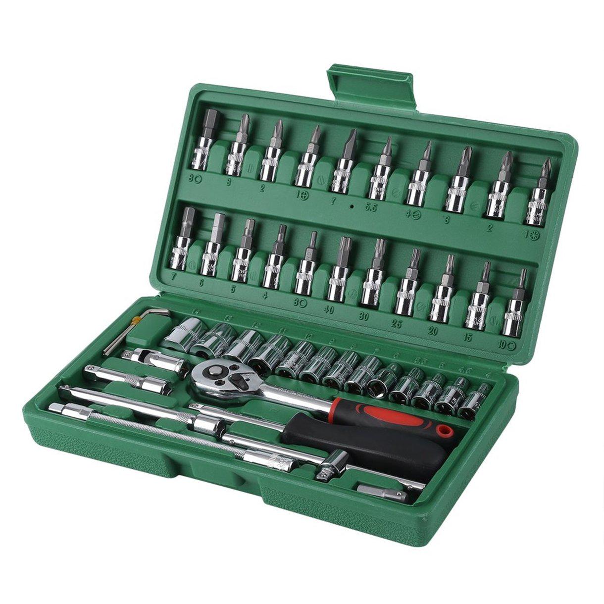 Ratchet With Push 46pcs/set Ratchet Torque Wrench Kit 1/4 Inch Socket ...