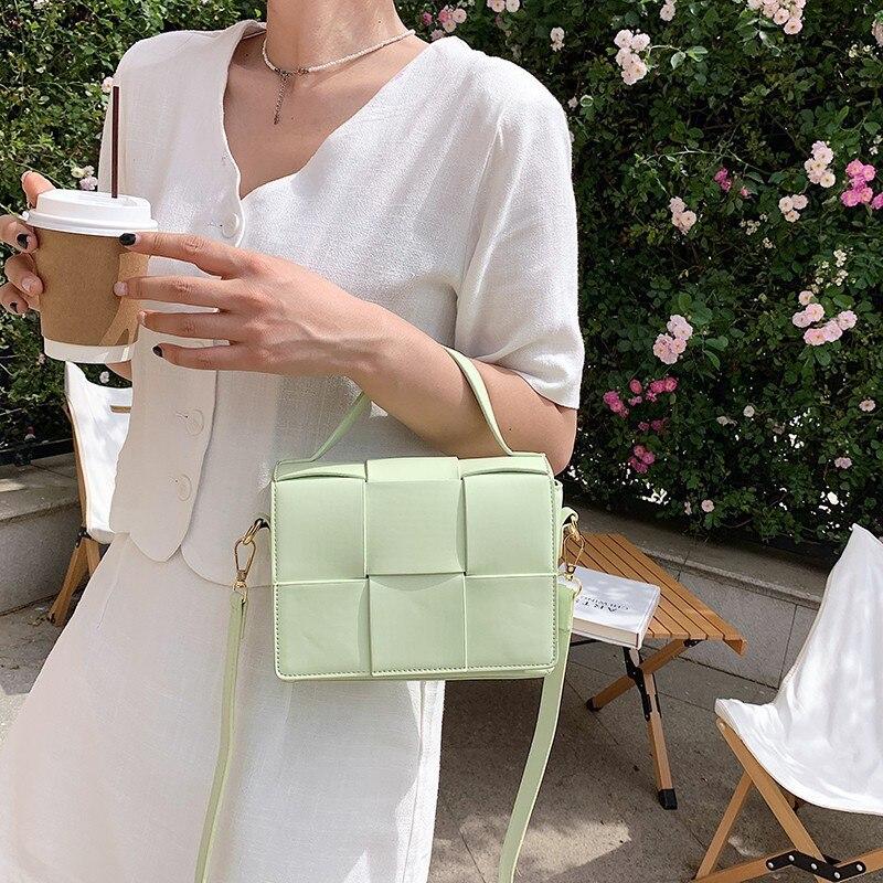 Cheap Weave Small Pu Leather Flap Crossbody Bags With Short Handles For ...