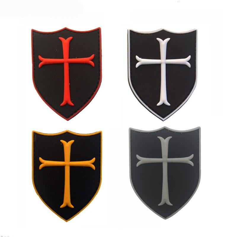 Buy Cross Shield Crusades Knights PVC Rubber Tactical Hook Patch Badge ...