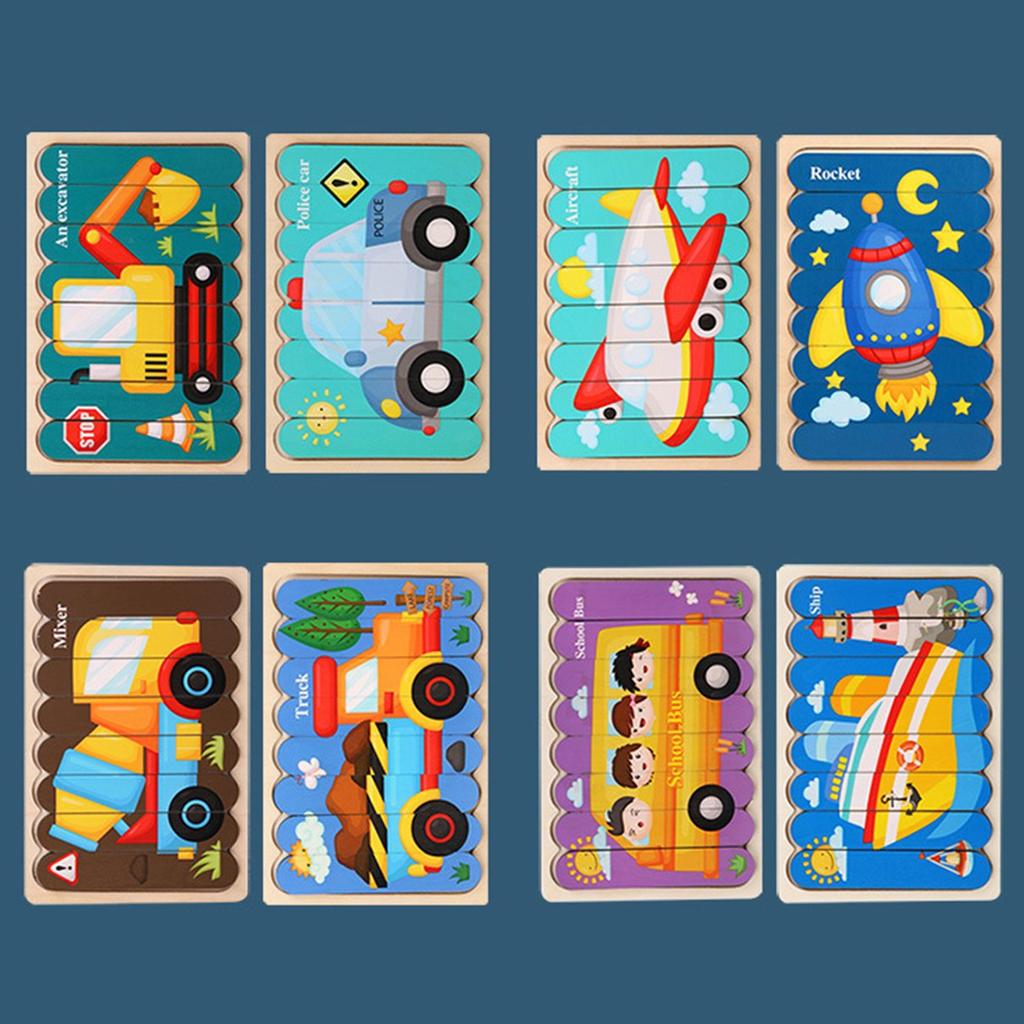 Buy DWTD Kid Brain Wooden Toy Double Sided 3D Strip Animal Puzzle ...