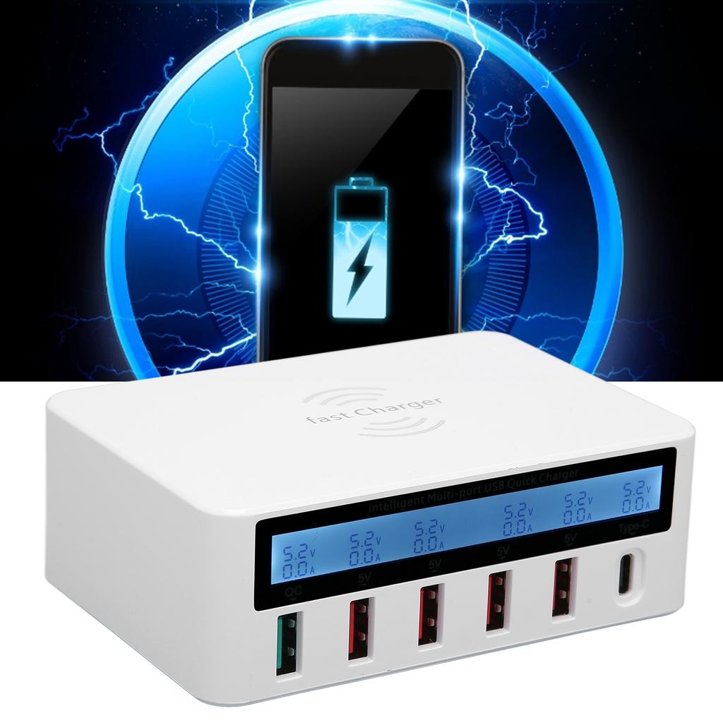 Buy WLX-818F Wireless Smart USB Display Charger 6 Port 40W Fast Charger ...