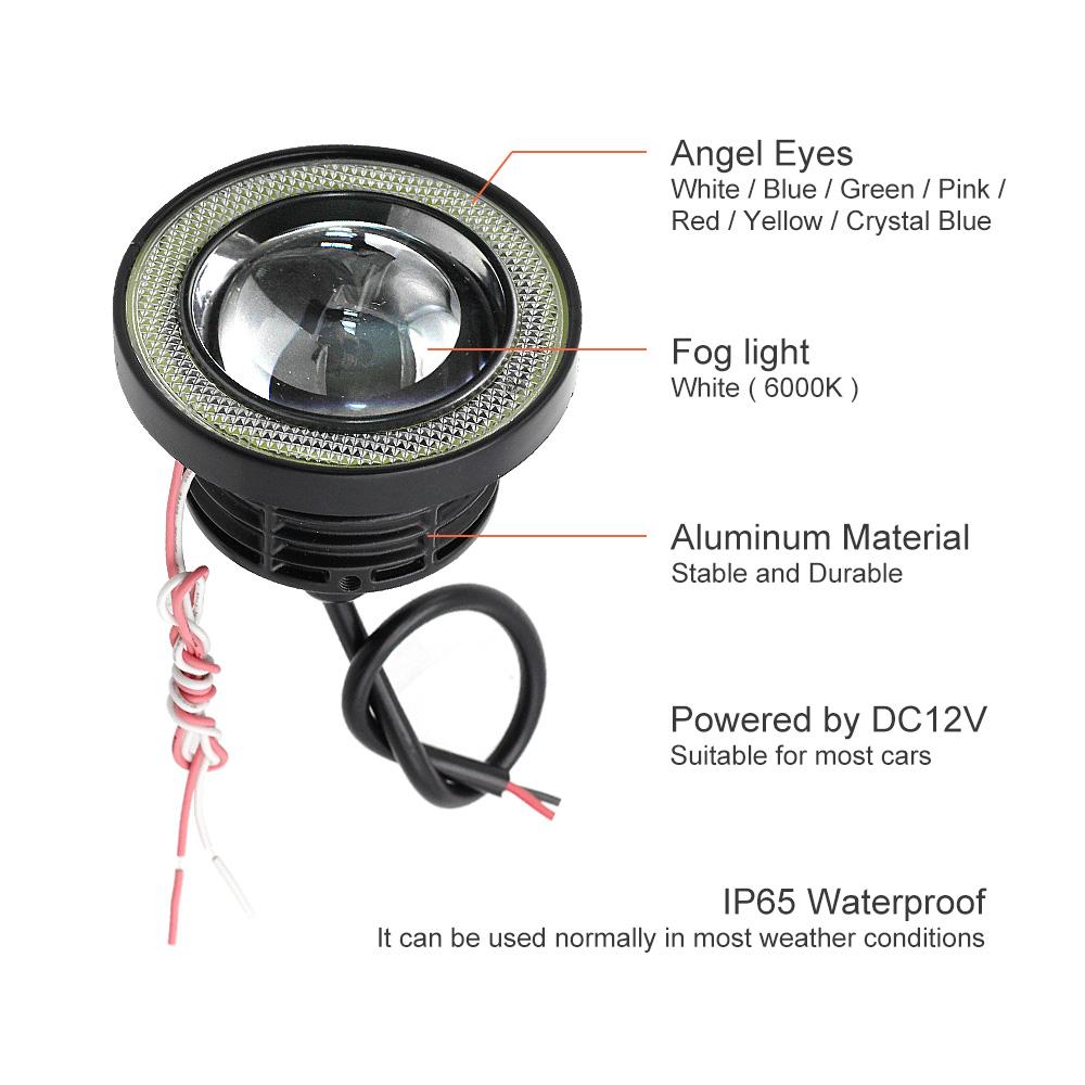 Buy 1 pair Angel Eyes Fog Light 64mm 76mm 89mm 2.5/3/3.5 inch 12V Universal COB LED DRL Driving ...