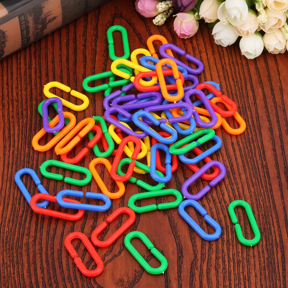 100pcs Plastic C-clips Hooks Chain C-links Sugar Glider Rat Parrot Bird ...