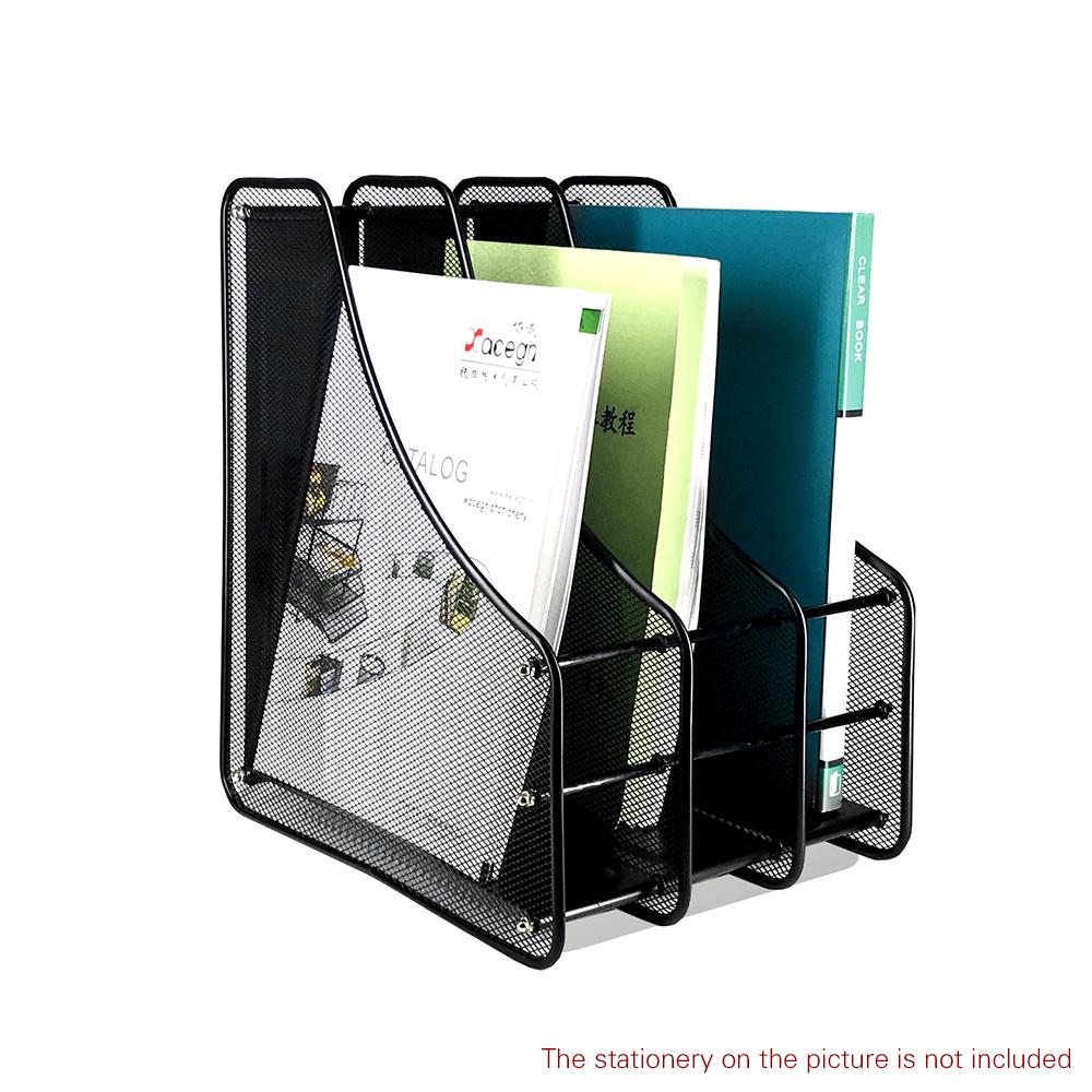 Buy 3 Compartment Metal Mesh Magazine File Holder Desk Book Organizer ...