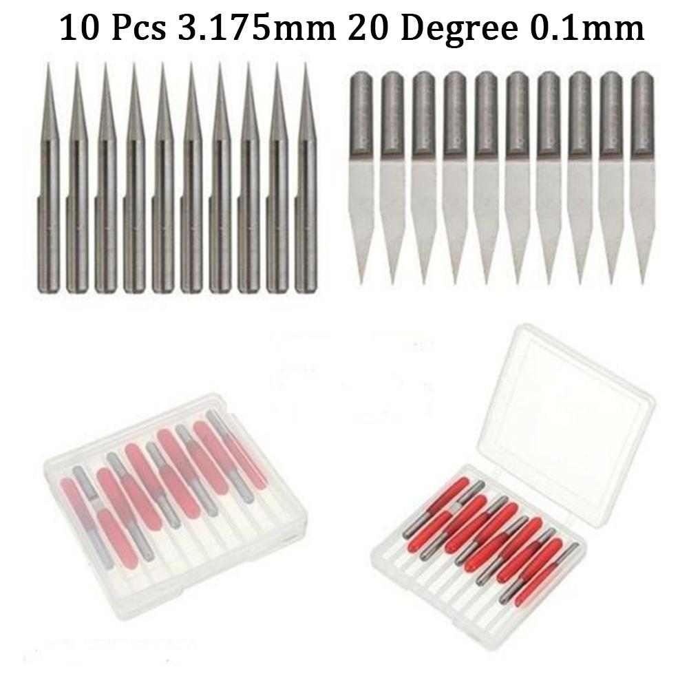 Buy Cnc Router Tool Engraving Bits 0.1mm 10 Pcs 20 Degree at affordable ...