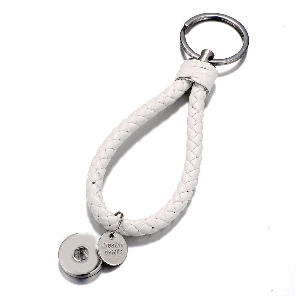 Cheap Top Popular Weave PU Leather Key Chains 18mm Snap Button Keychain ...