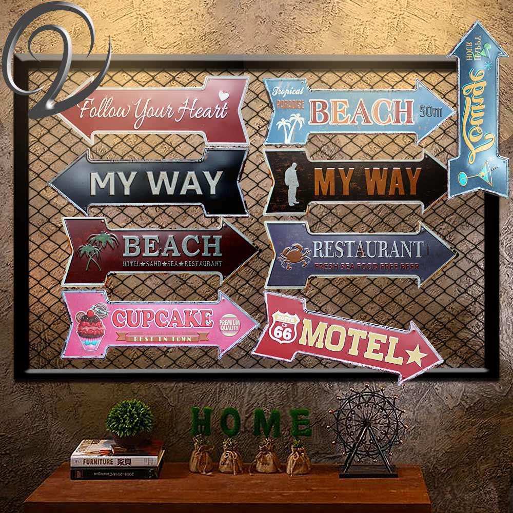Buy Vintage Retro Style Arrow Shaped Metal Tin Sign Poster Plaque Bar ...