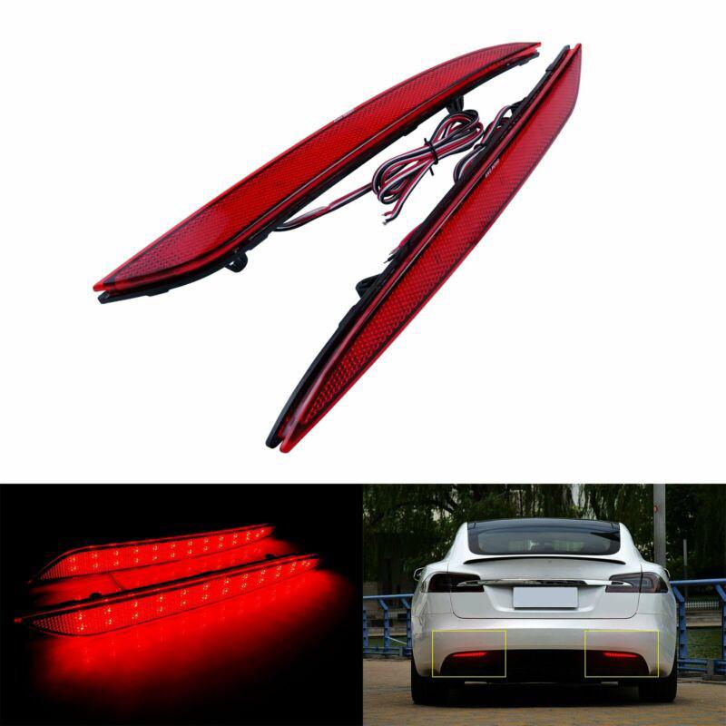 Buy 2pcs Driving Brake Rear Bumper Reflector LED Red Light For Tesla 3 ...