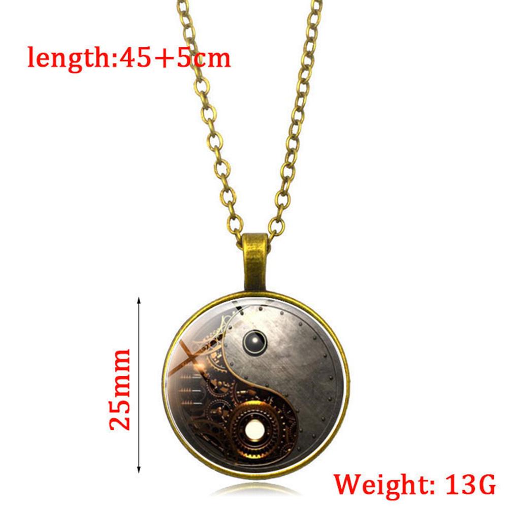 Buy Steampunk Ying Yang Photo Tibet Silver Cabochon Glass Pendant Chain ...