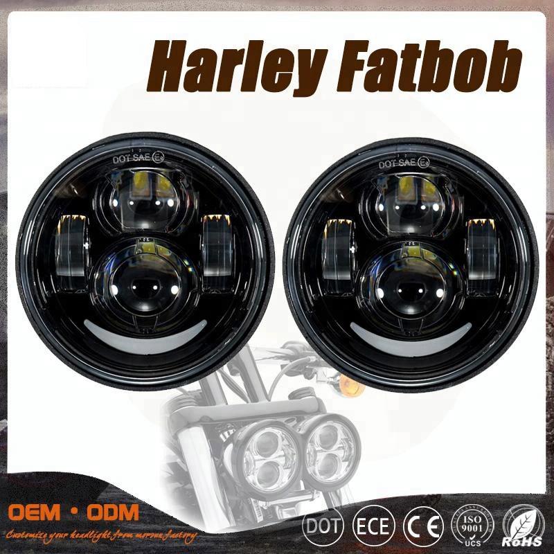 Buy 7" Dual LED Headlights for Harley Dyna Fat Bob Twin headlight For ...