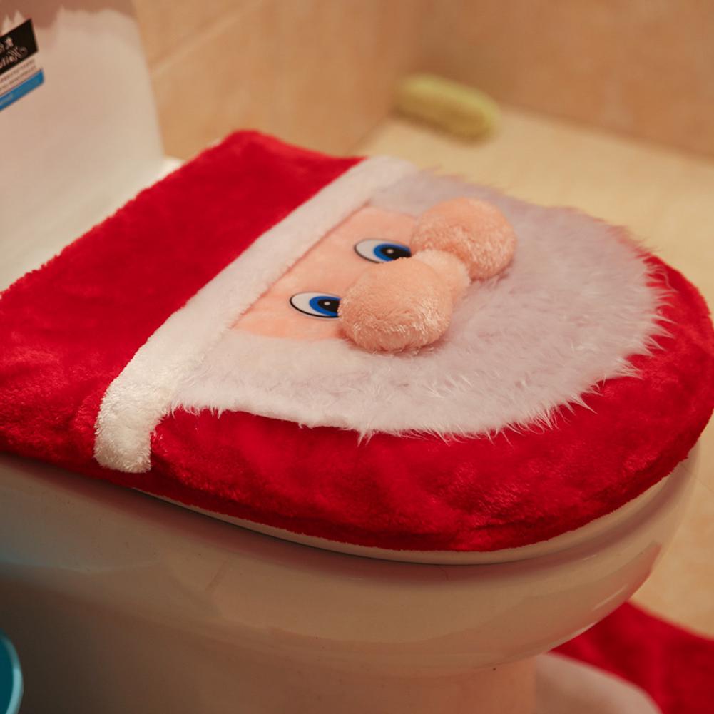Buy Christmas Santa Toilet Seat Cover Set 3D Nose Red Christmas ...