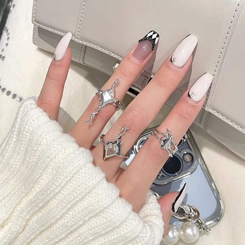 Buy Gothic Zircon Star Open Ring Y2K Aesthetic Design Cross Rings ...