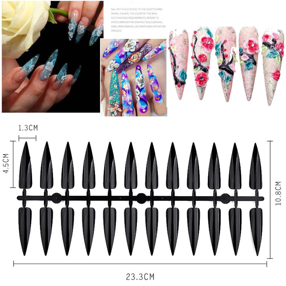 Buy Fashion 240 PCS Long Sharp Nail Art Tips Acrylic Salon - White ...