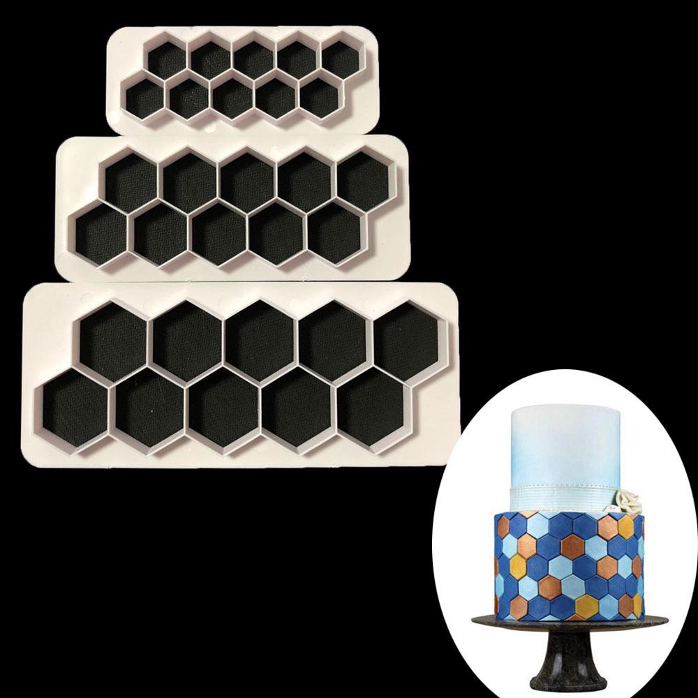 3Pcs/set Plastic Geometry Cookie Cutter Fondant Cake Mold DIY Cake ...