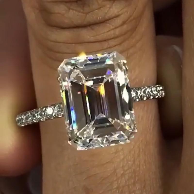 Cut 3ct Lab Diamond Ring 925 Sterling Silver Jewelry Engagement Wedding ...