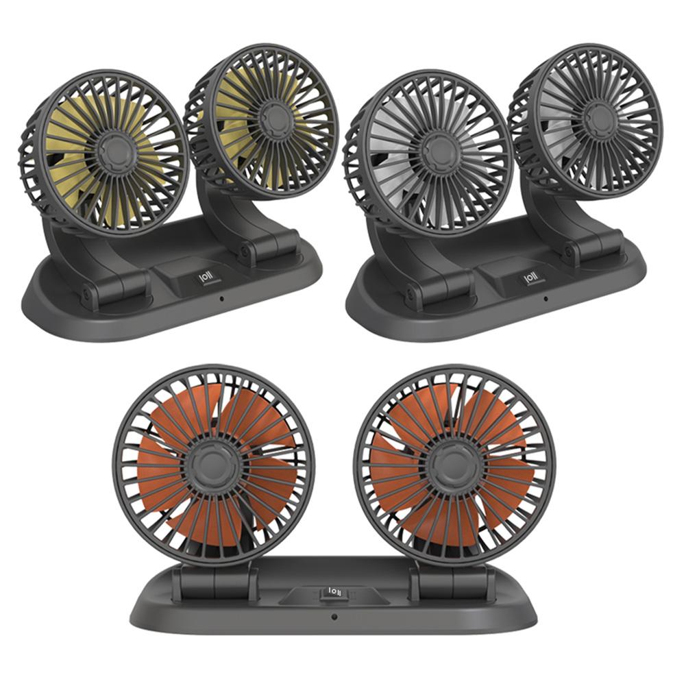 Buy Dual Head Fan 5V USB 12V 24V Car Fan 360 Rotatable 2 Speed ...