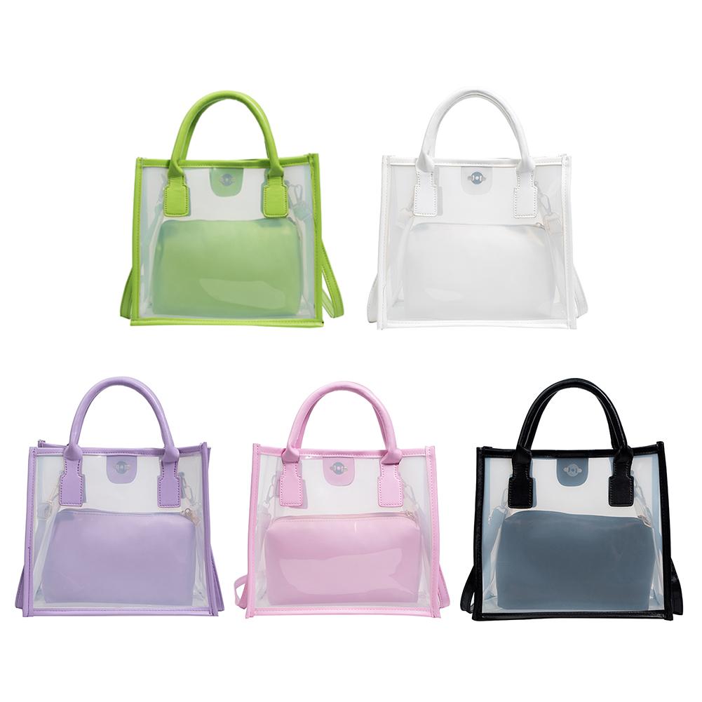 PVC Clear Transparent Shoulder Women Bags PU Candy Jelly Totes Women ...