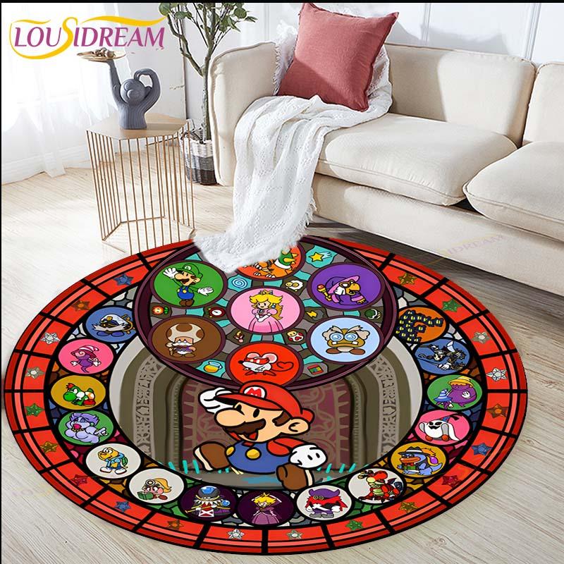 💰Kaufe Cartoon Mario Bros Print Children Carpet Area Rugs Round Carpet ...