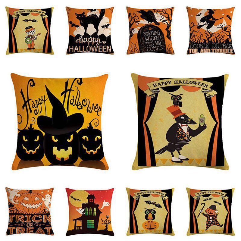 Buy Halloween Pumpkin Cat Linen Pillow Covers Flax Printing Sofa ...