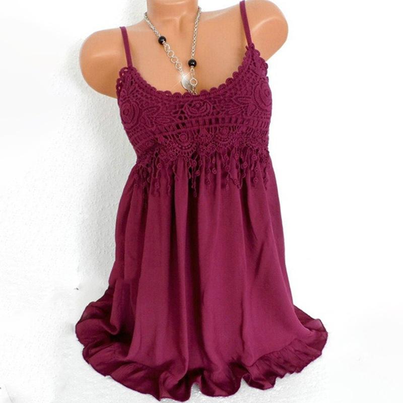 Buy Women Fashion Spaghetti Strap Lace Patchwork Sexy Long Tops at ...