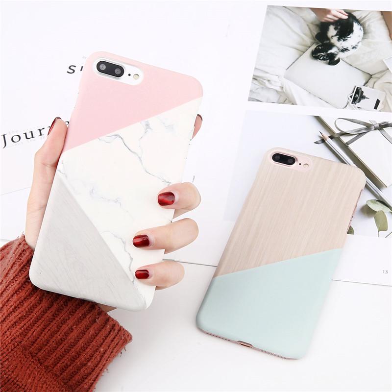Buy Geometric Splice Pattern Marble Phone Case For iPhone X 8 7 6 6s ...