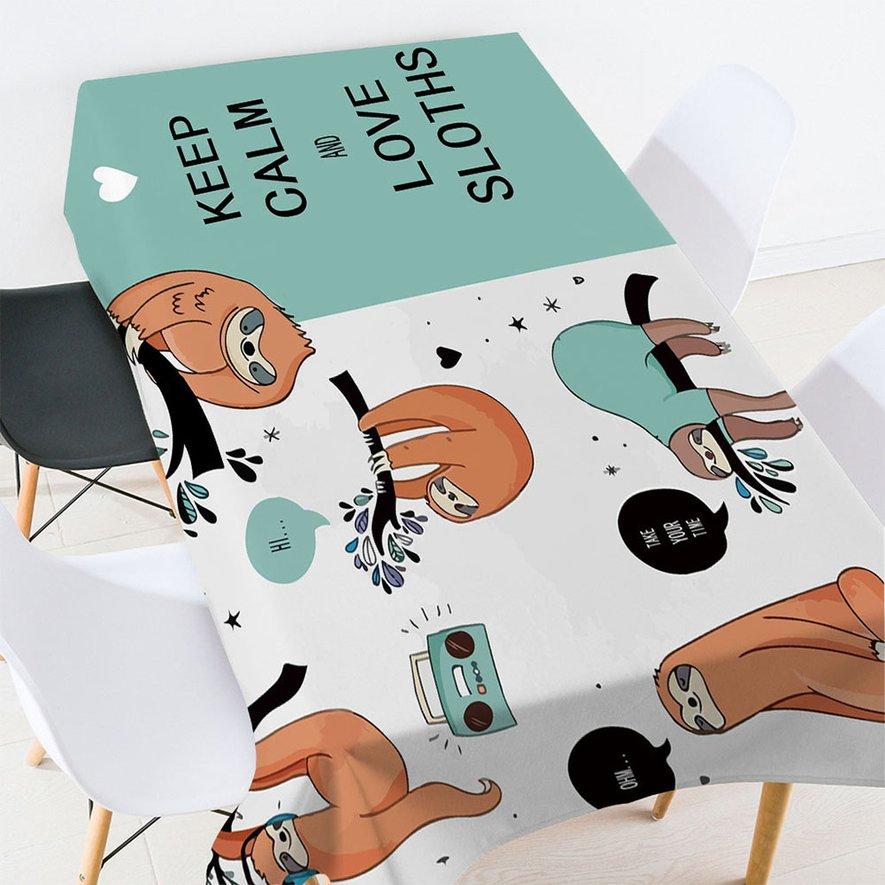 Buy May Home Sloth In Various Poses Pattern Tablecloth Fabric ...