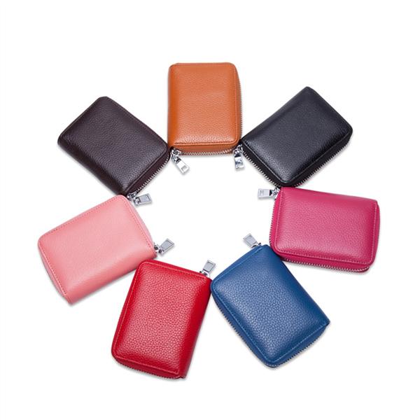 Buy Credit Card Case Organizer Holder Genuine Leather Zip Security Card ...