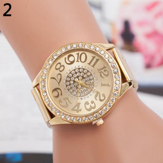 Buy Wrist Quartz watch big round dial rhinestone inlaid alloy quartz ...