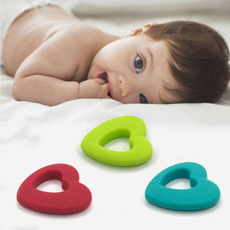 Buy Heart Shape Baby Teether Cute Silicone Teething Chain Pendant ...