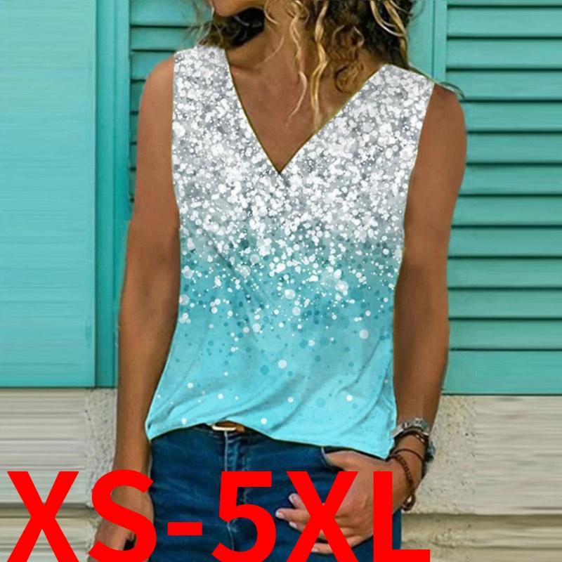 Buy Women's Stylish Print Summer Blouse Without Sleeves Plus Size ...