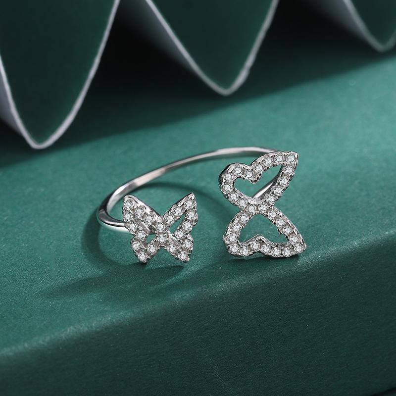 Satın alın Exquisite Sterling 925 Silver Double Butterfly Couples Ring for Women Bow Anniversary ...