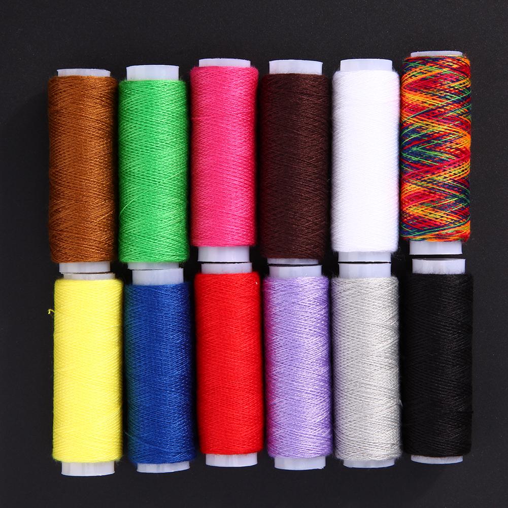 Buy 12pcs Spools Mixed Colors Polyester All Purpose Sewing Threads ...